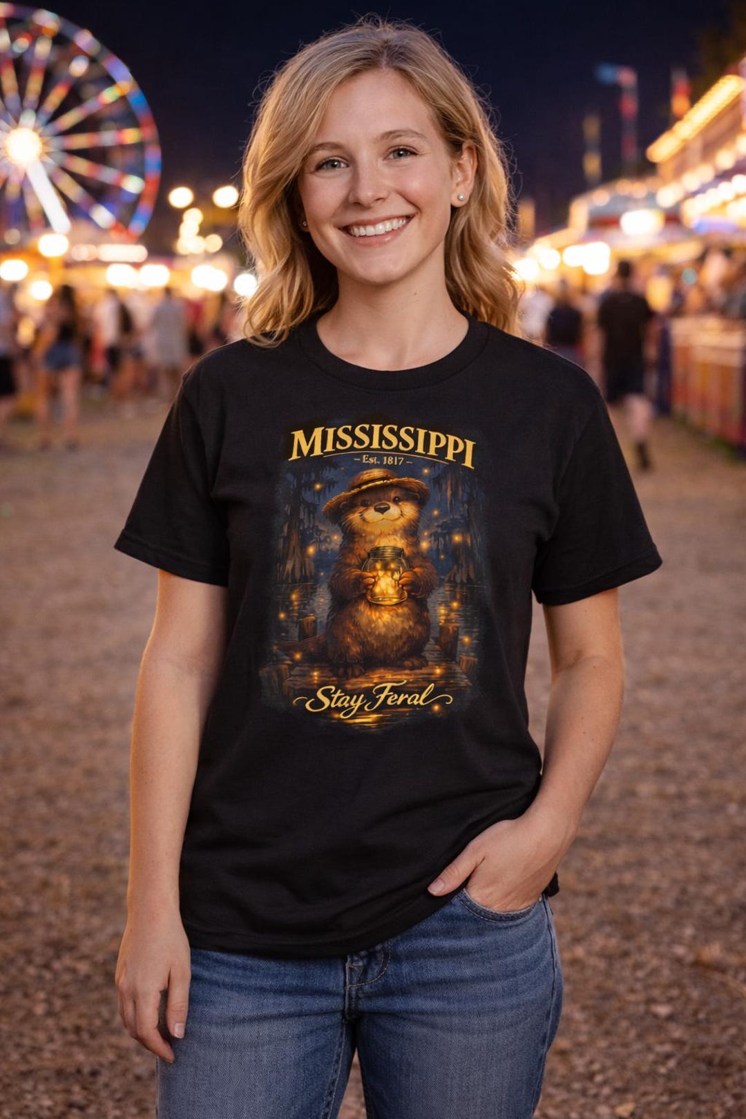 Mississippi Otter Firefly Jar Shirt – Stay Feral Southern Night Tee ...