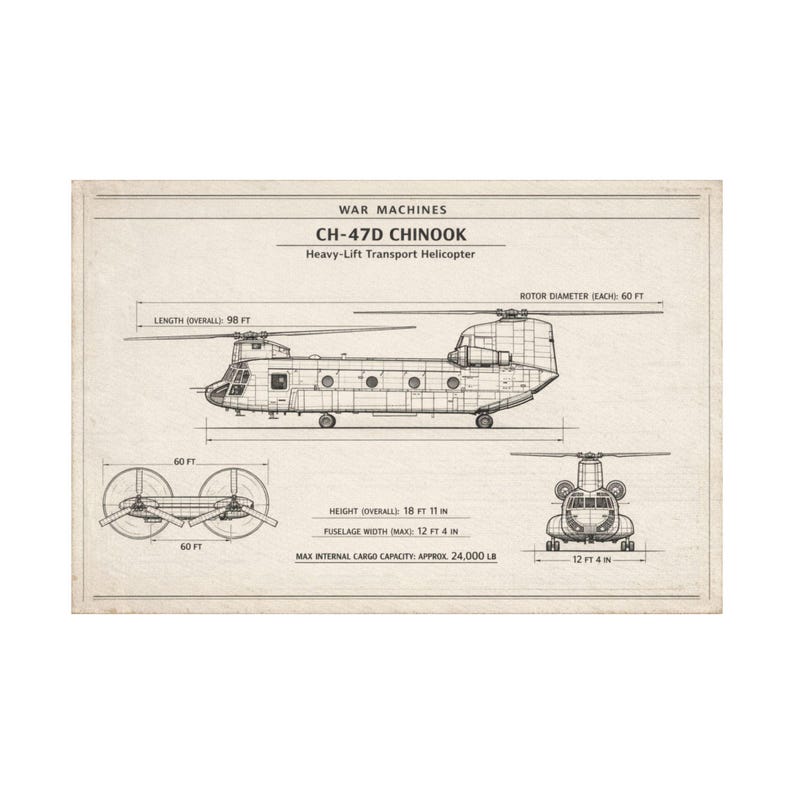 War Machines Series – CH‑47D Chinook Heavy‑lift Helicopter Blueprint ...