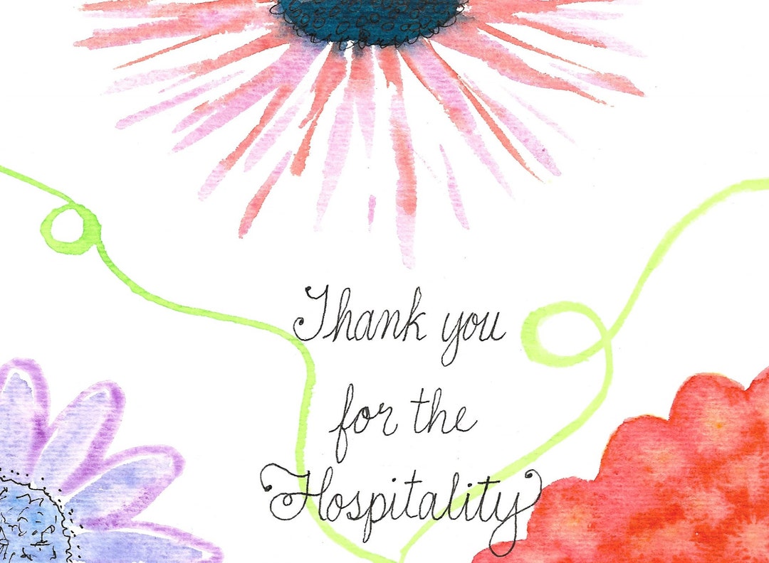 Thank You for the Hospitality Card Bright Flowers and Vine Original ...
