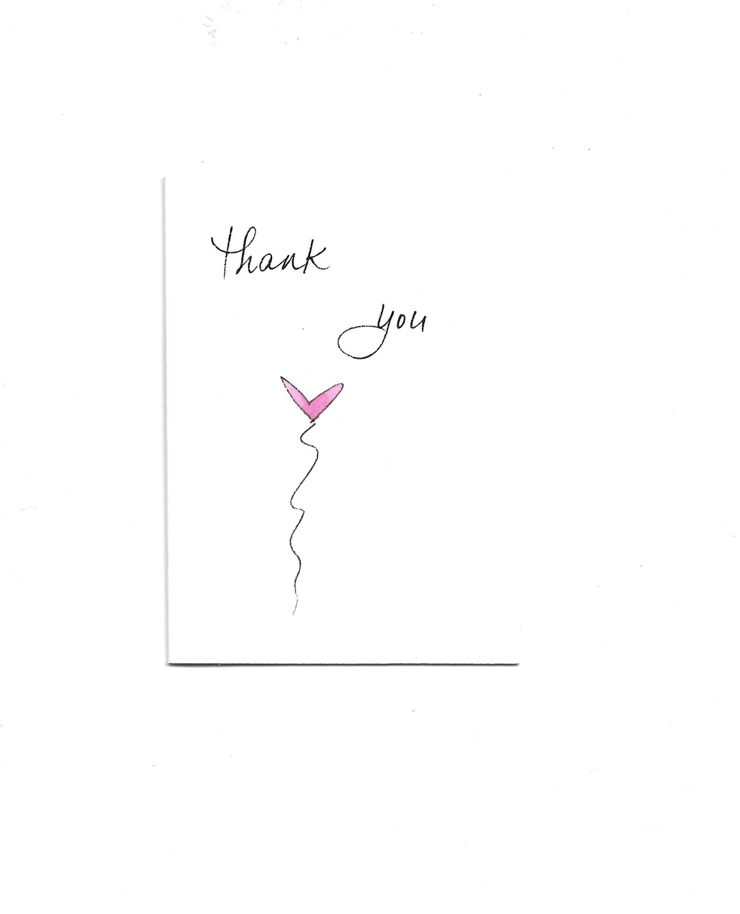 Heart Balloon Thank You Note Cards / Hand-painted Pink Heart / Original ...