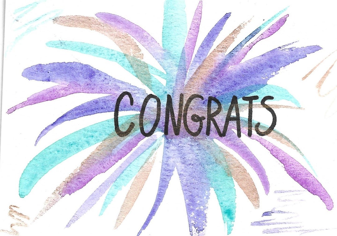 Watercolor Congratulations Card - Etsy