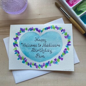 Personalized Medicare Birthday Card: Original Hand-painted Watercolor ...