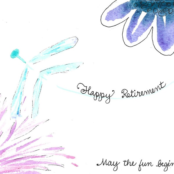 Watercolor Retirement Card - Etsy