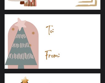 Boho Christmas Gift Tags, Boho Holiday Gift Tags, Set of 12 Boho ...