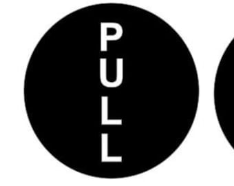 Push Pull Decal - Circle - White Background With Black Text - Etsy