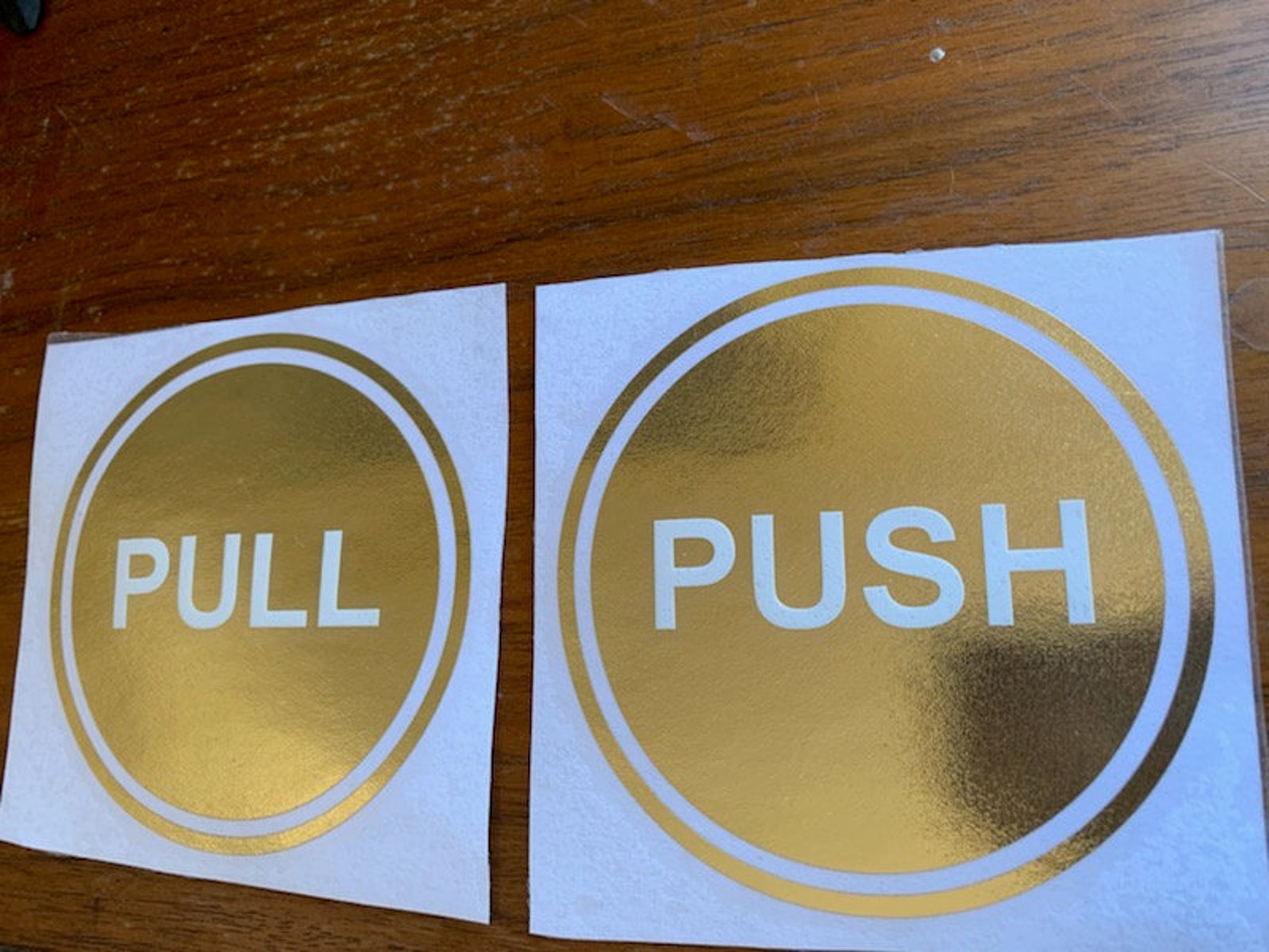 Push Pull Decal - Circle - Metallic Gold With White Text - Etsy
