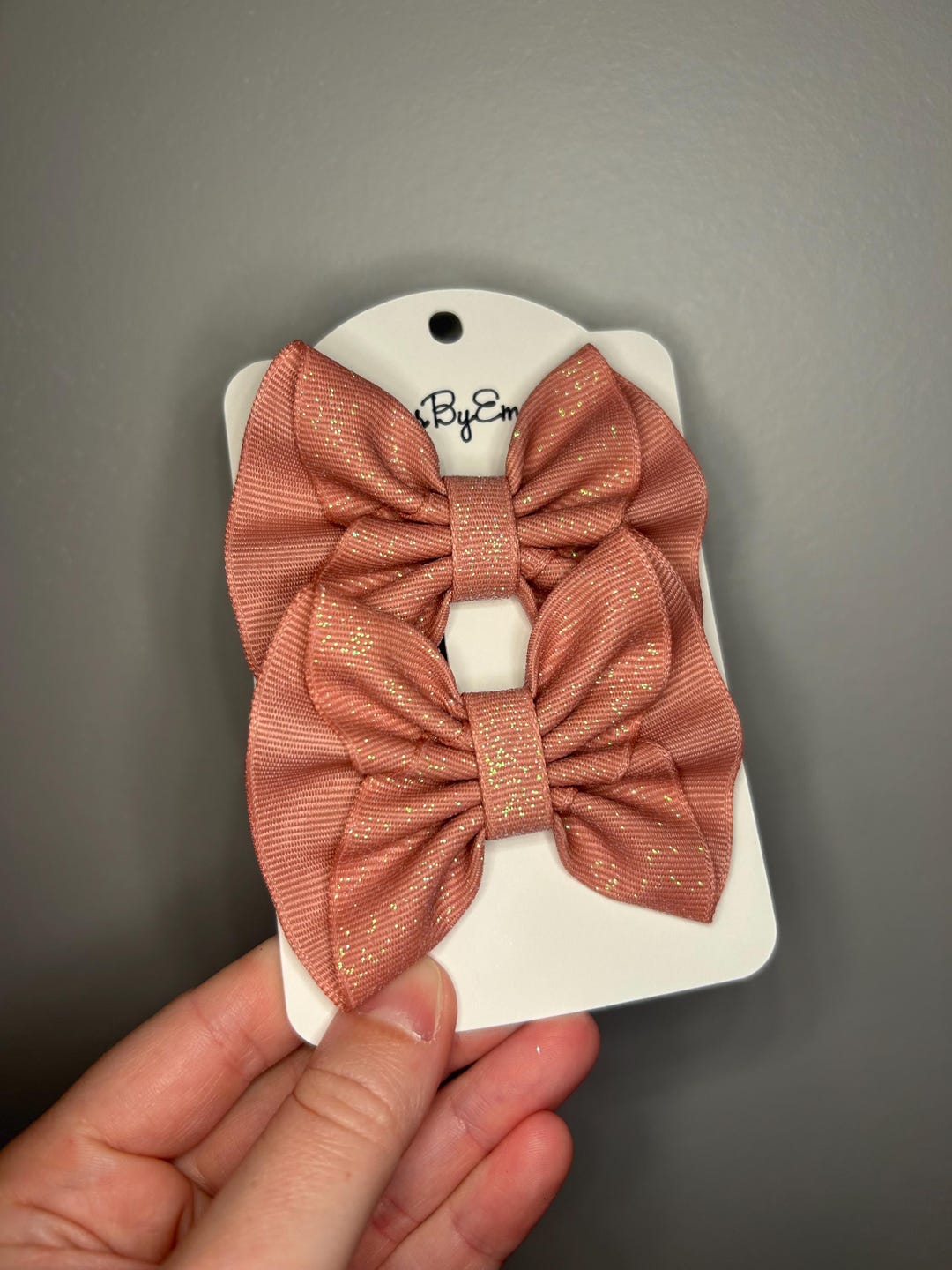 Rose Pink Glitter Ruffle Pigtail Bows - Etsy
