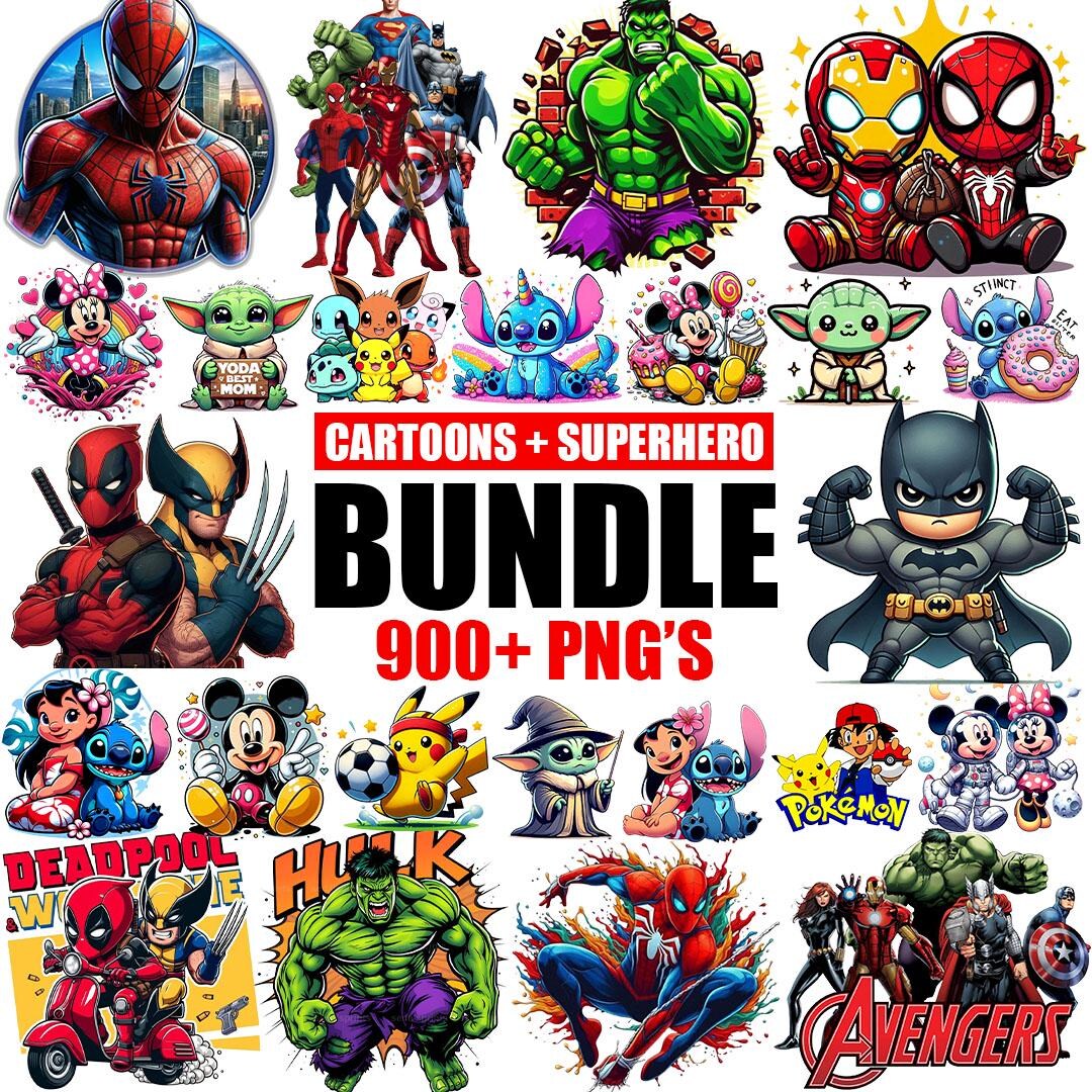 900+ Cartoon Mega Bundle PNG, Cartoon Characters, Retro Png File ...