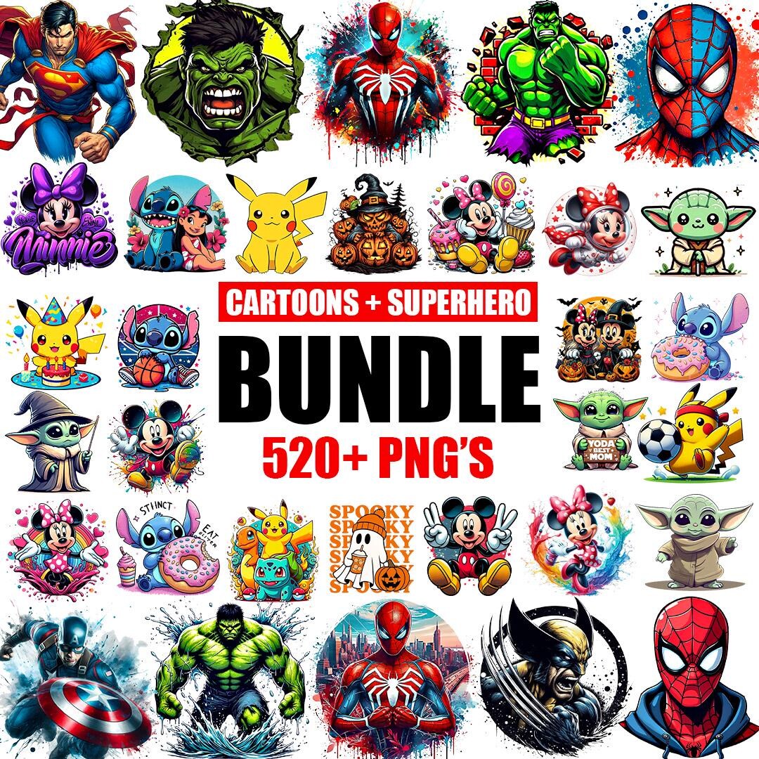 520+ Cartoon Bundle PNG, Cartoon Characters, Cartoons Bundle, Retro Png ...