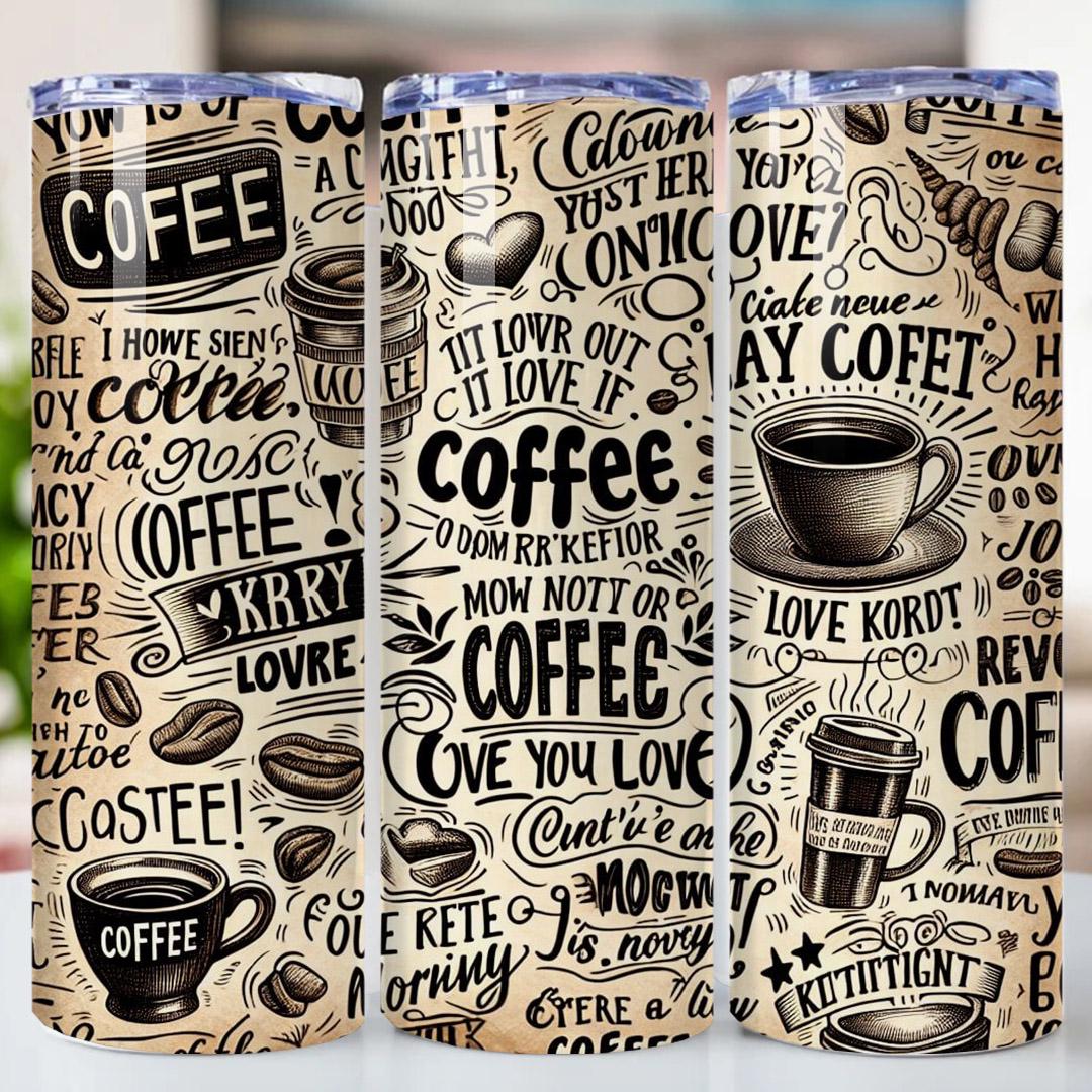 Coffee Tumbler Wrap Designs Bundle, 20 Oz Coffee Sublimation Designs ...