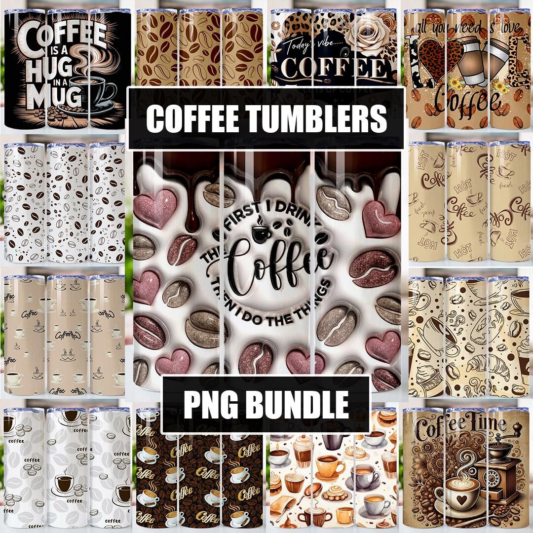 Coffee Tumbler Wrap Designs Bundle, 20 Oz Coffee Sublimation Designs ...