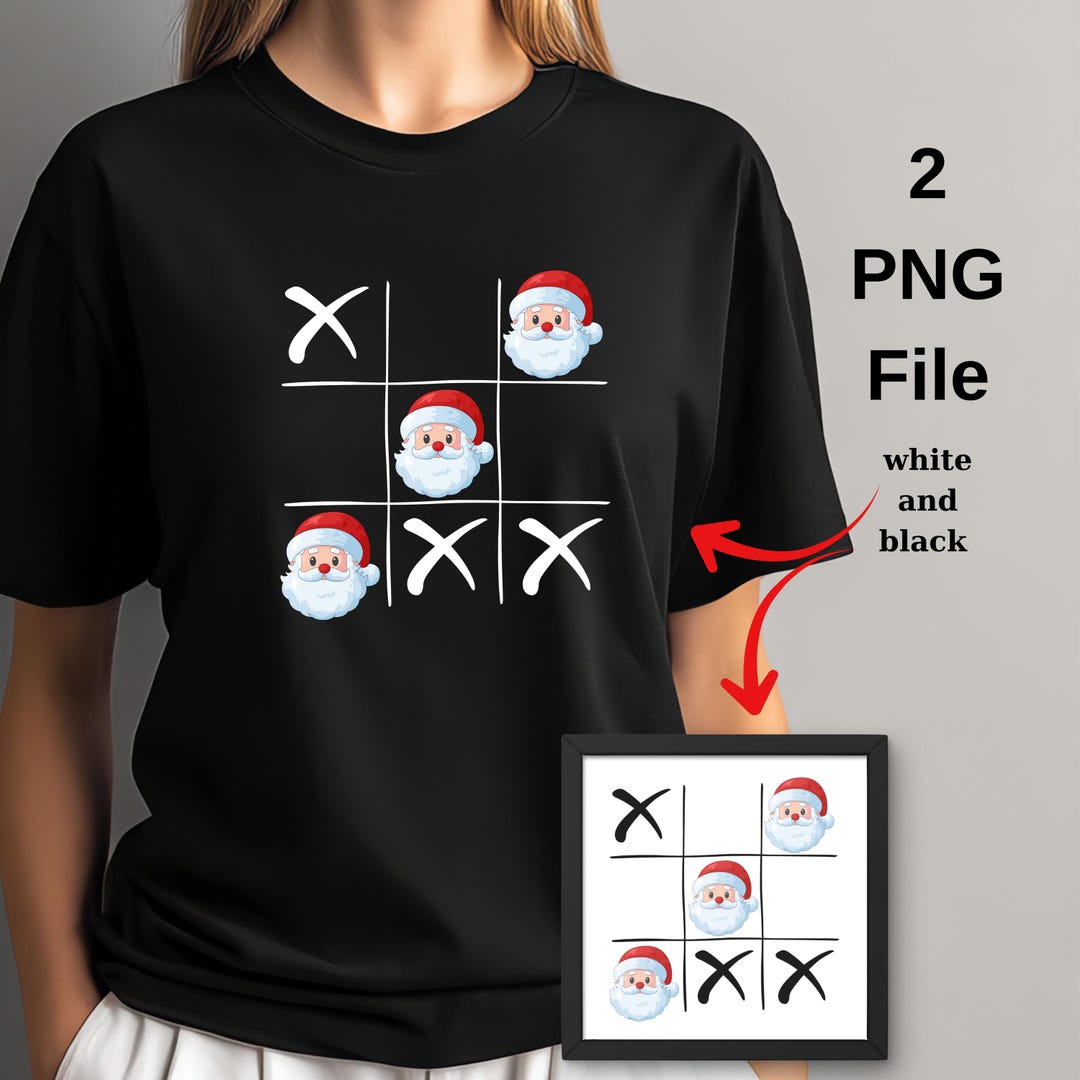 Funny Santa Tic Tac Toe (XOX) PNG, Christmas Game Shirt Design, Cute ...