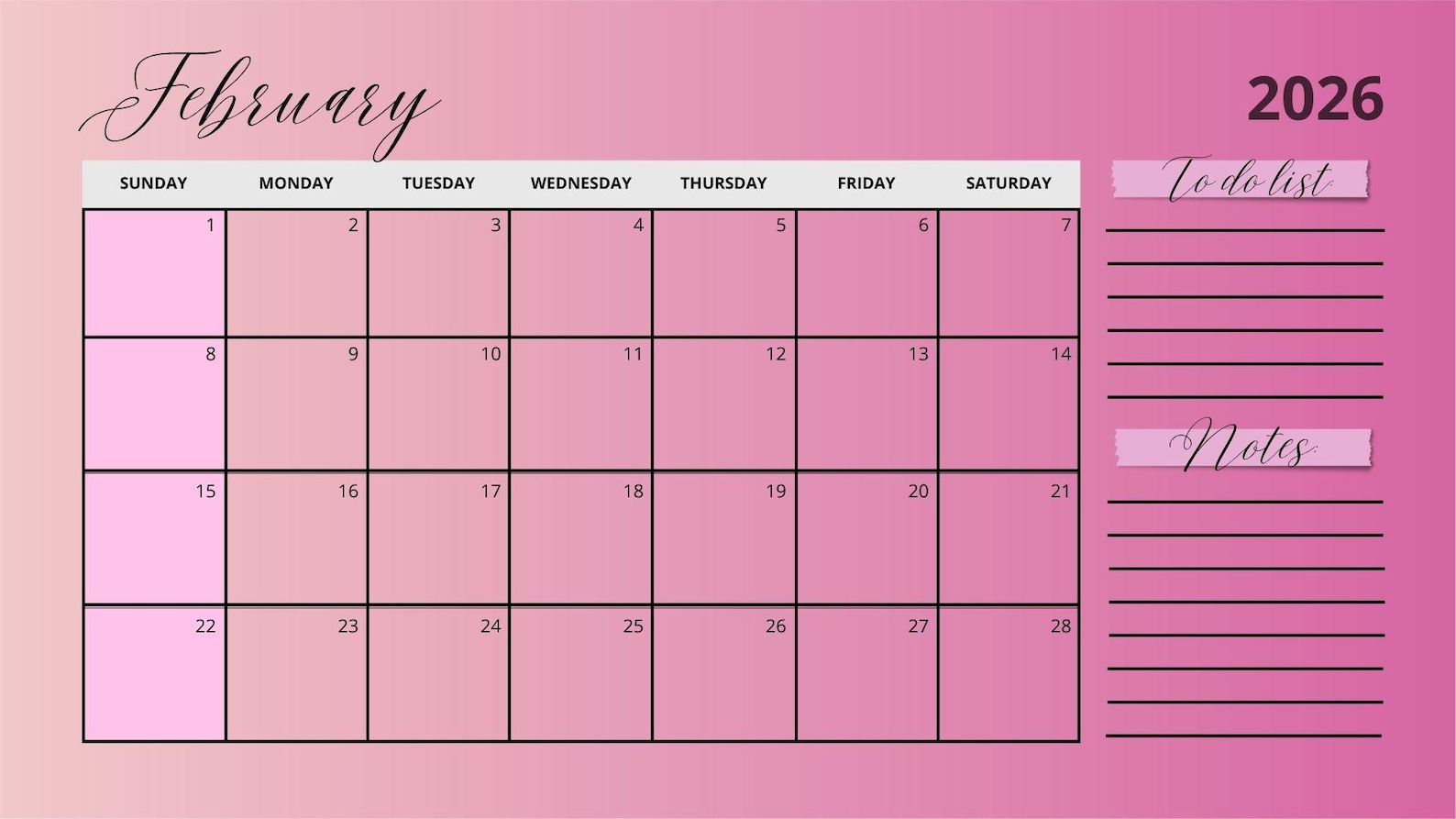 2026 Calendar, Pink Floral Printable (PDF) - Etsy
