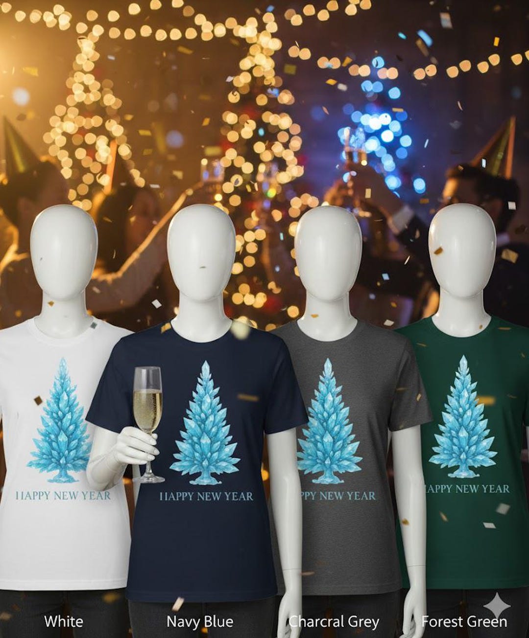 Icy Crystal Tree T-shirt, Luxury New Year Tee, Aesthetic Holiday Shirt ...