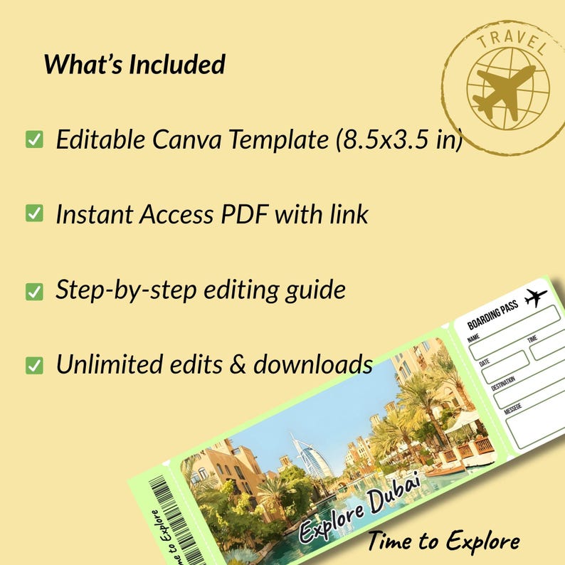 Dubai Boarding Pass: UAE Surprise Travel Gift Voucher Trip Digital ...