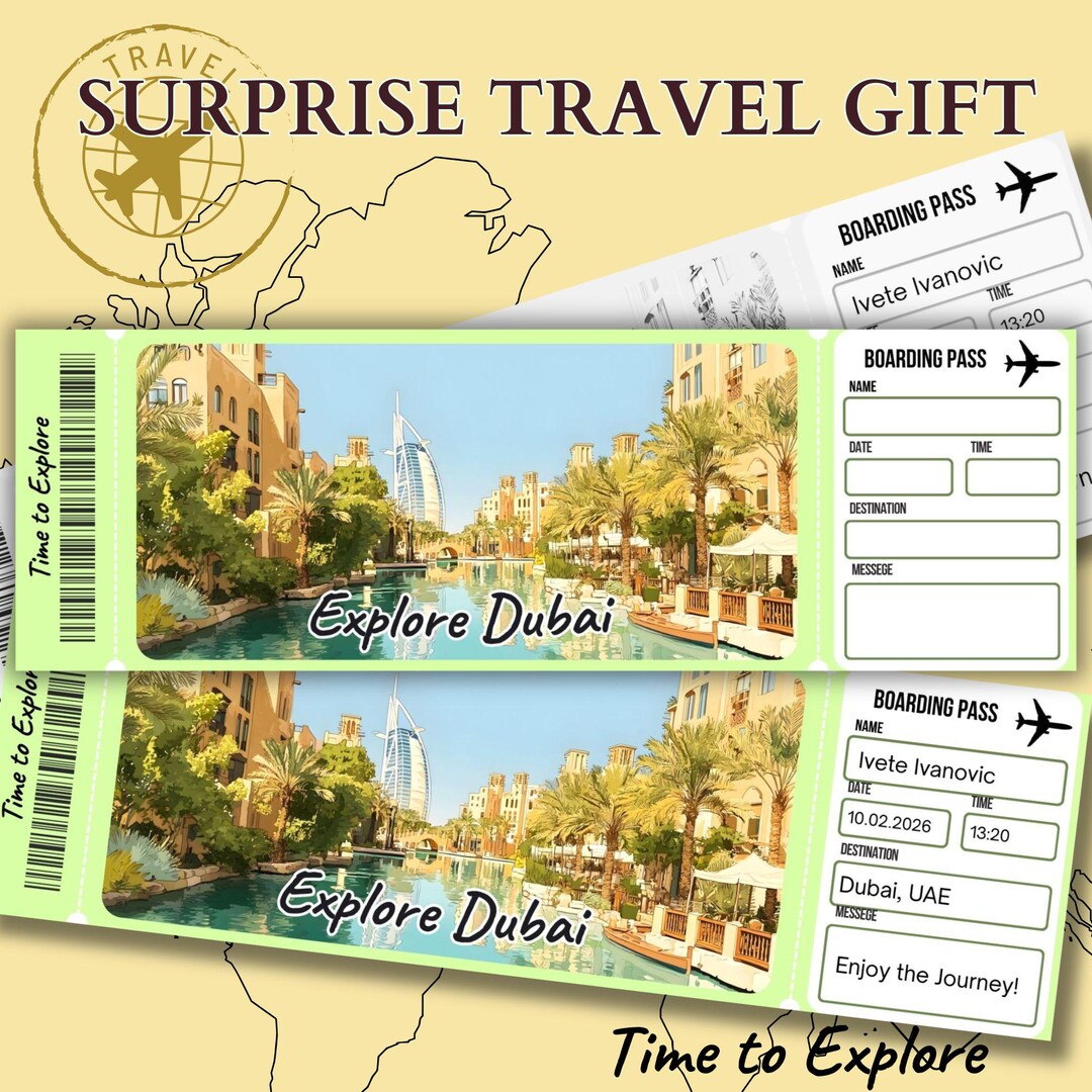 Dubai Boarding Pass: UAE Surprise Travel Gift Voucher Trip Digital ...