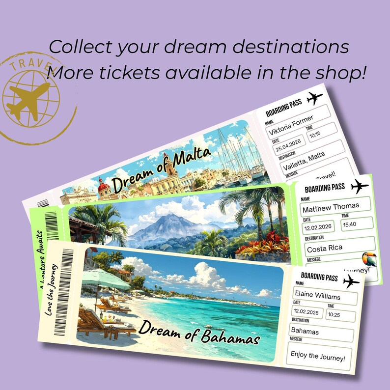 Bahamas Boarding Pass Template: Surprise Travel Gift Trip Digital ...