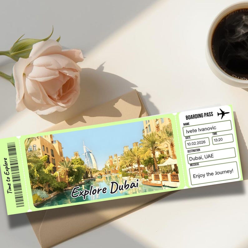 Dubai Boarding Pass: UAE Surprise Travel Gift Voucher Trip Digital ...
