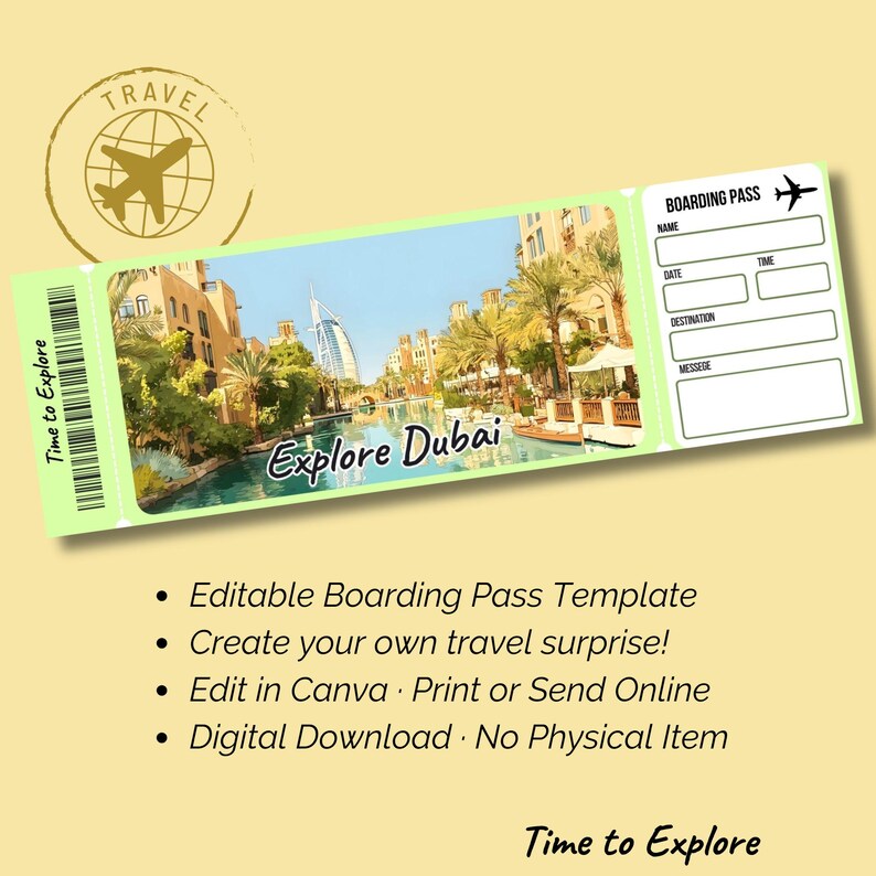 Dubai Boarding Pass: UAE Surprise Travel Gift Voucher Trip Digital ...