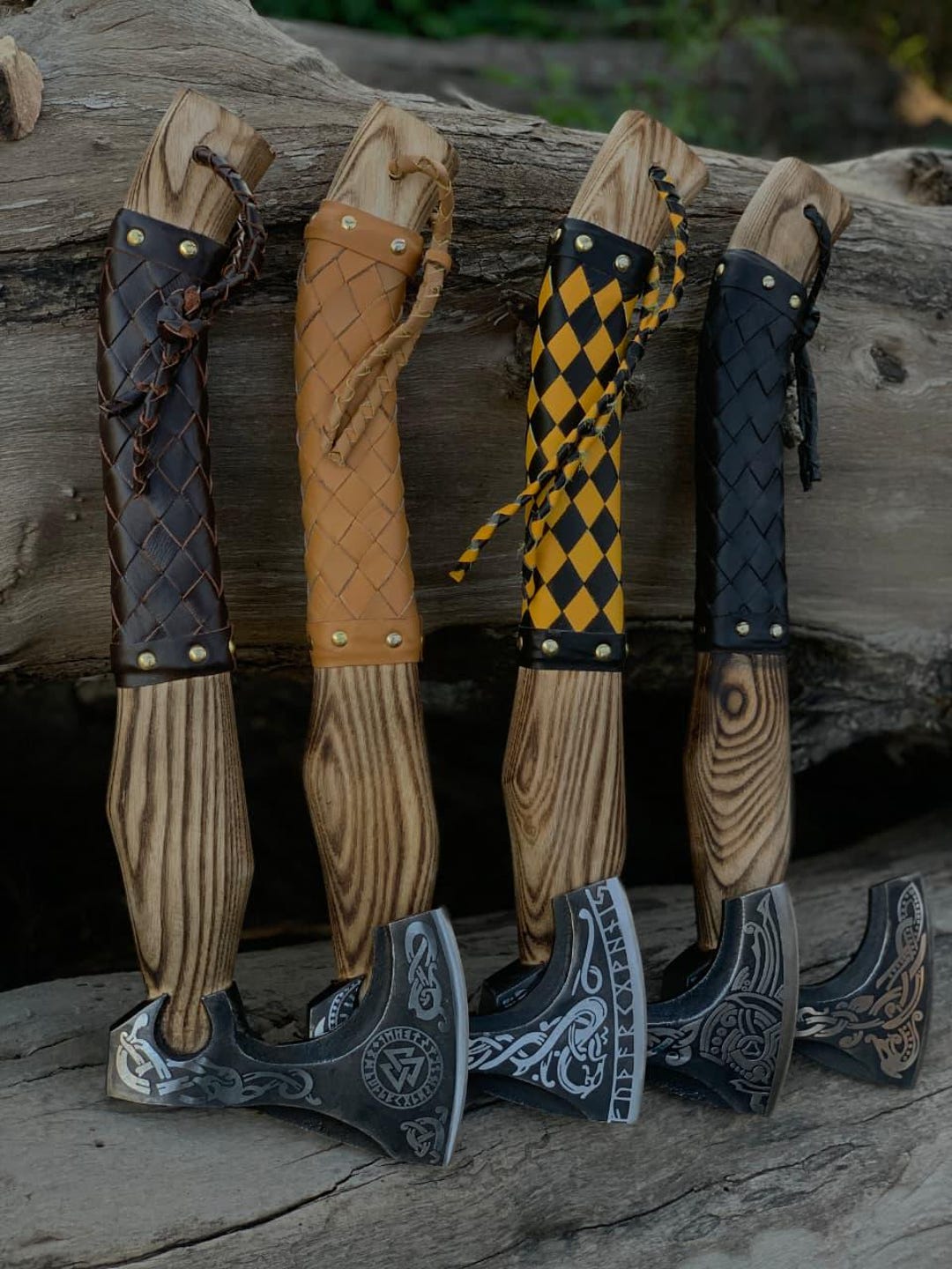 Handmade Axe Set of 4: Custom Engraved Steel Axes, Outdoor Adventure ...