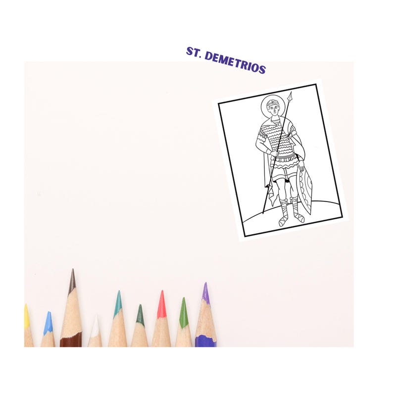 St. Demetrios Orthodox Coloring Page: Christian Icon Art (digital ...