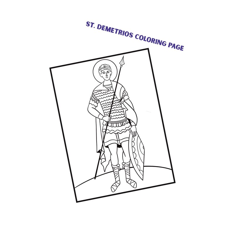 St. Demetrios Orthodox Coloring Page: Christian Icon Art (digital ...