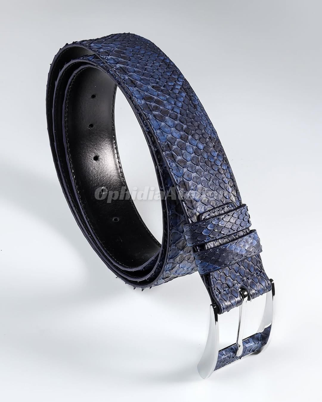 Handmade Navy Python Leather Belt | Elegant Men's & Women's Style - Etsy