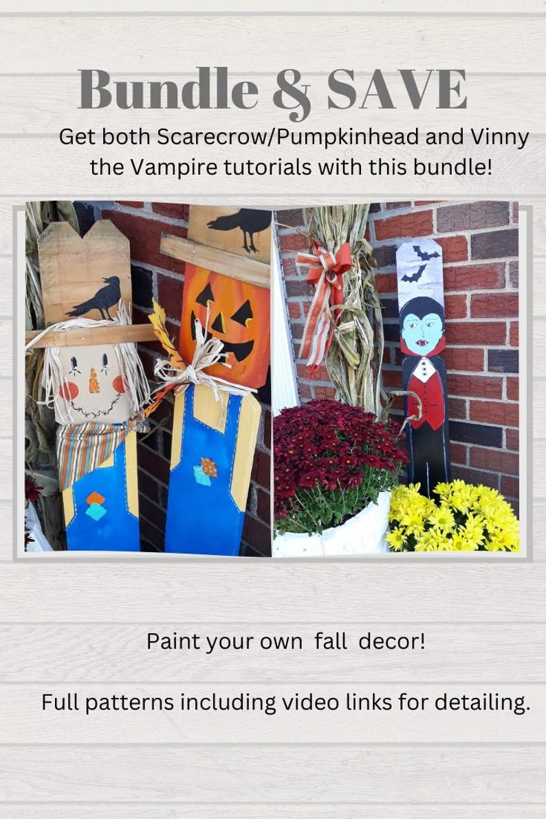 Halloween Vampire & Scarecrow Fence Post Painting Tutorial Bundle ...