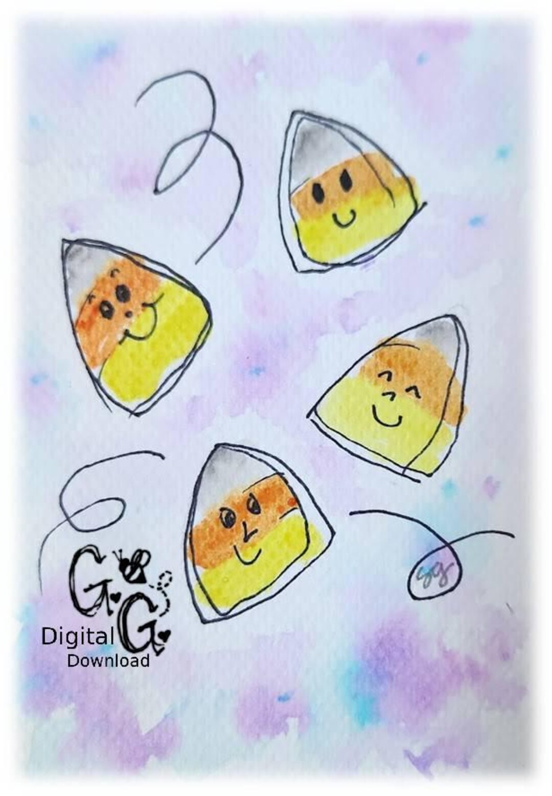 Candy Corn Digital Watercolor Print - Etsy