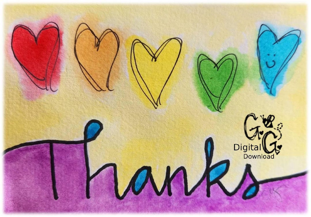 Rainbow Thanks Digital Watercolor Print - Etsy