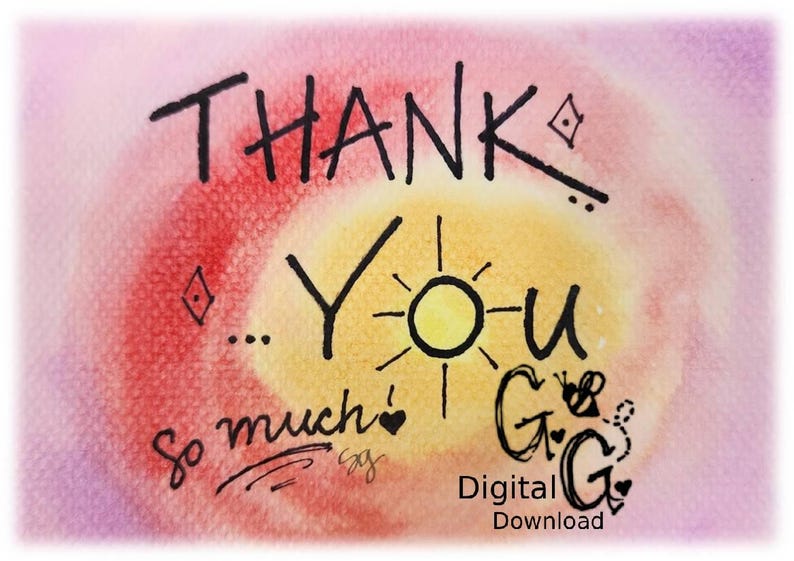 Thank You Sun Digital Watercolor Print - Etsy