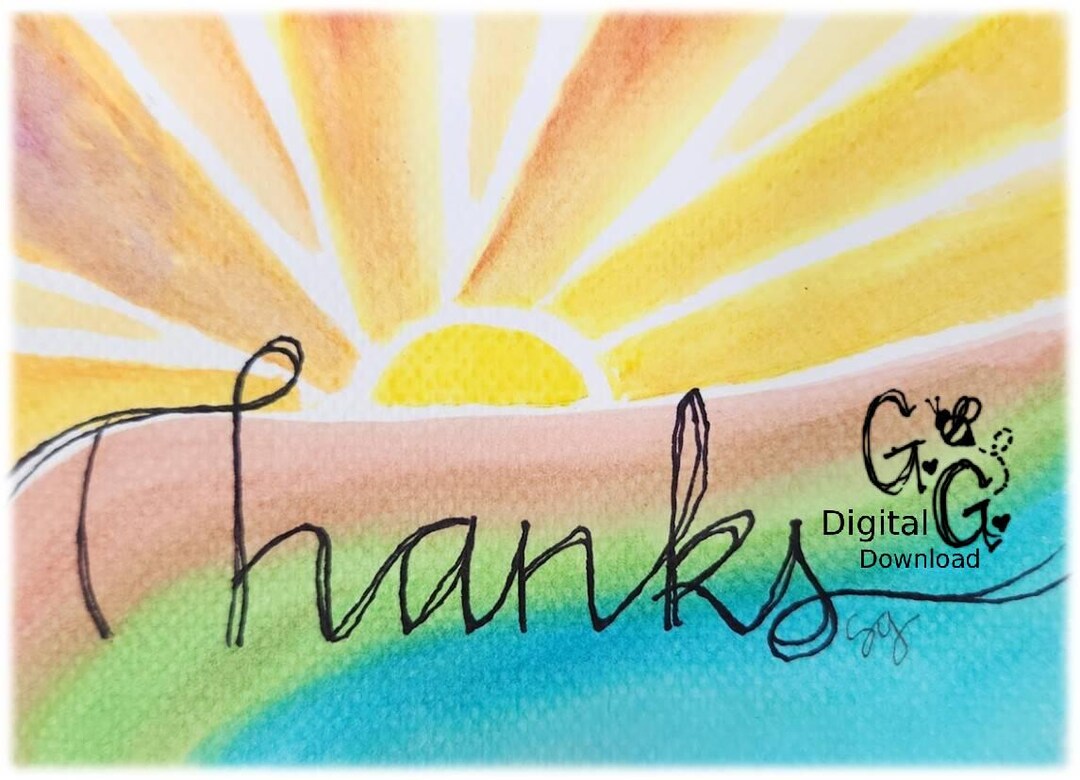 Thanks Sun Digital Watercolor Print - Etsy