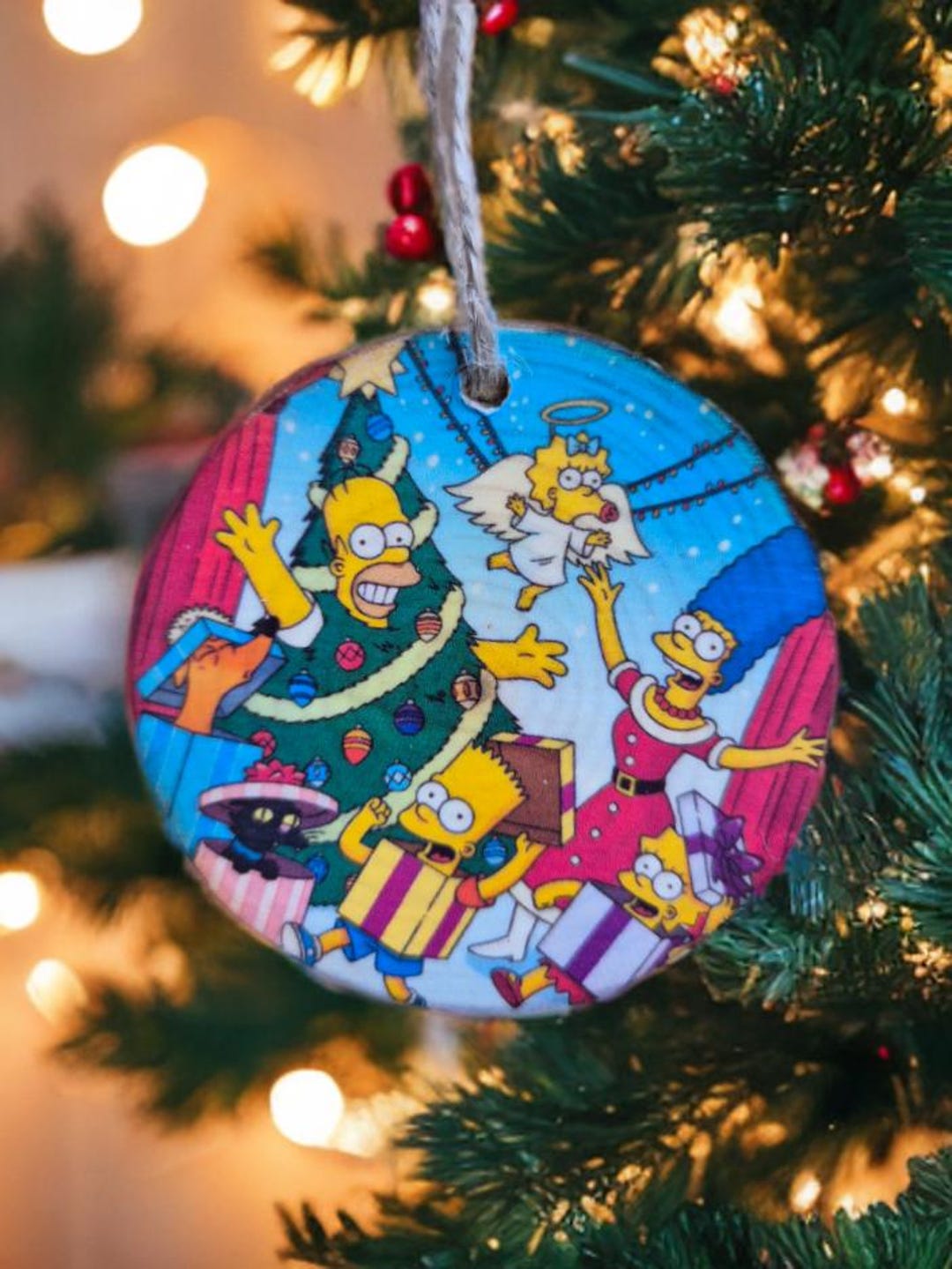 The Simpsons Recycled Pine Wood Disc Christmas Decoration - Etsy