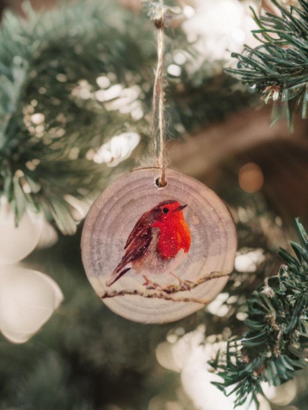 Red Robin Recycled Pine Wood Disc Decoration 7 Designs - Etsy