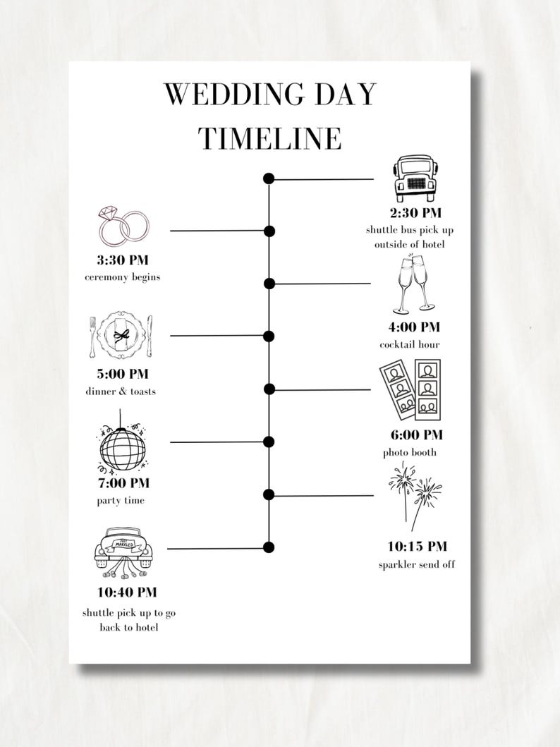 Wedding Timeline Editable Canva Template Digital Download Wedding ...