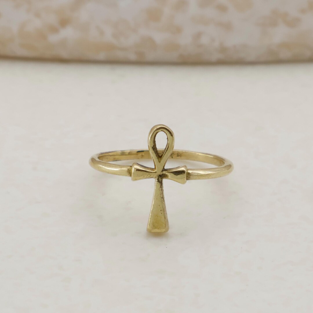 Handmade Brass Ankh Ring | Adjustable Egyptian Cross Jewelry, - Etsy