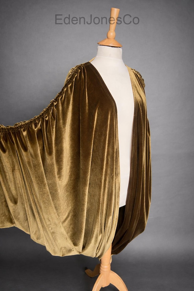 Olive Green Stretch Velvet Cocoon Coat, 1920s Flapper Style, Art Deco ...