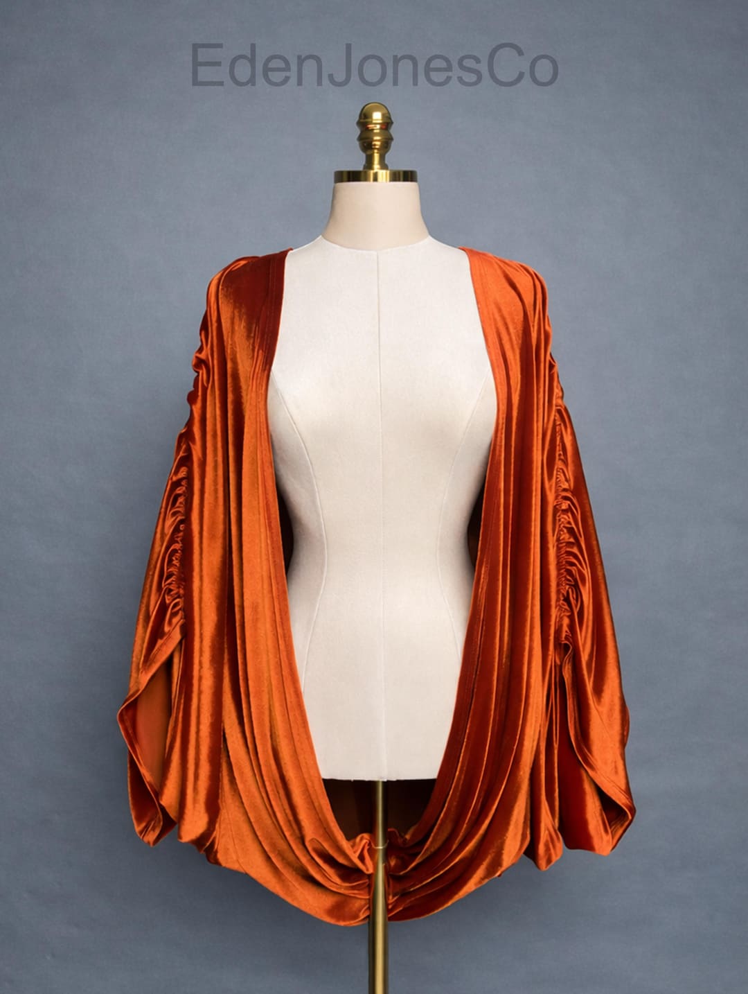 Orange Stretch Velvet Cocoon Coat, 1920s Flapper Style, Art Deco Cape ...