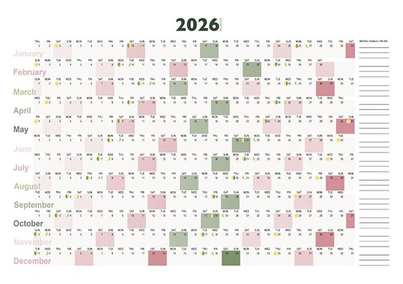 Minimal 2026 Wall Calendar – A3 Printable | Clean Modern Year Planner ...