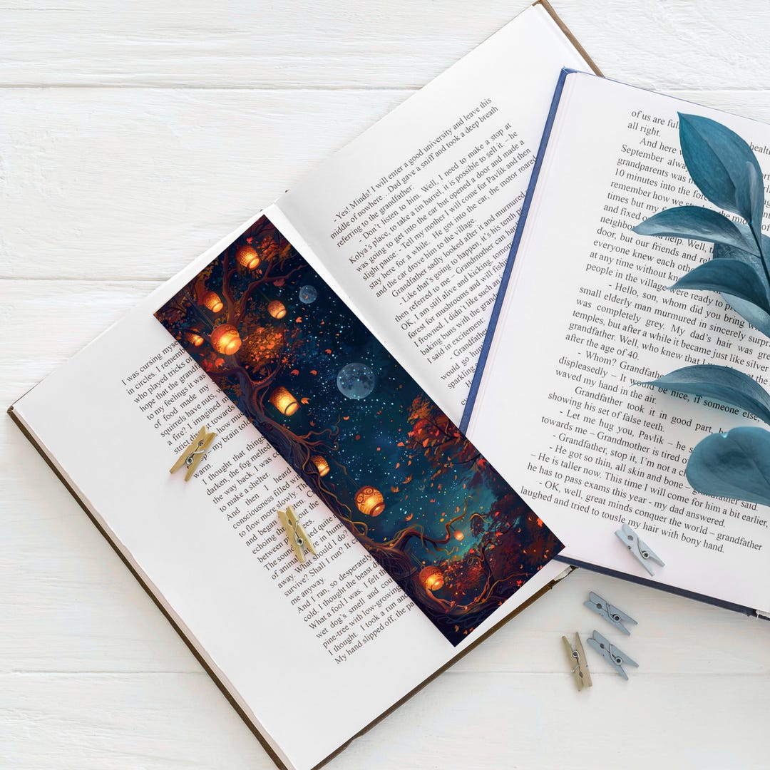 Fairy Forest Bookmark, Bookmark With Luminous Lanterns in an Enchanted ...