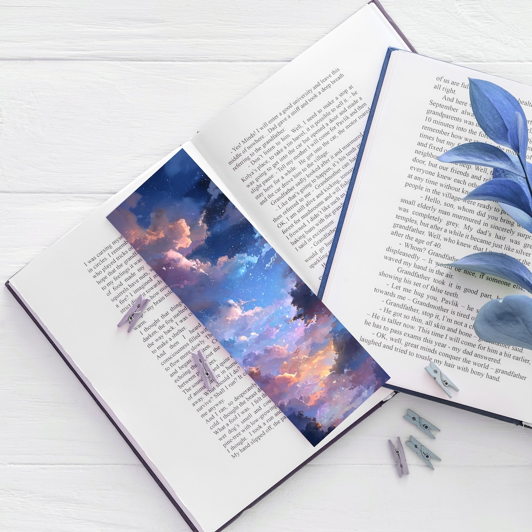 Starry Sky and Clouds Bookmark, Poetic Sunset - Etsy