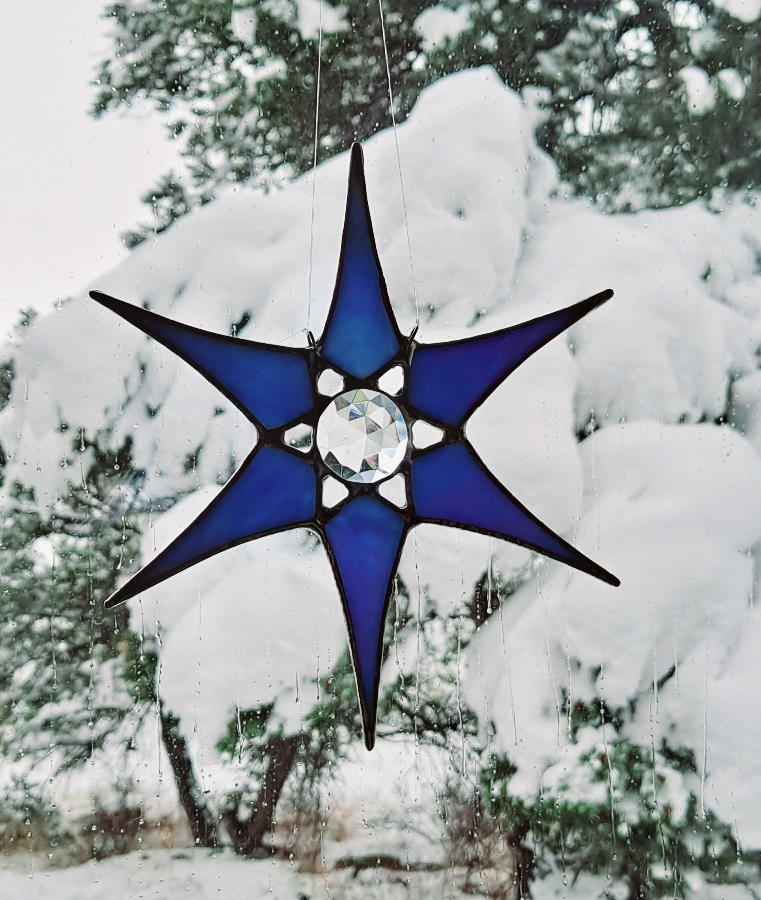 Blue Suncatcher, Stained Glass Star, Home & Living, Home Décor ...