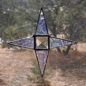 Iridescent Star Suncatcher, Handmade Stained Glass Window Star, Beach ...
