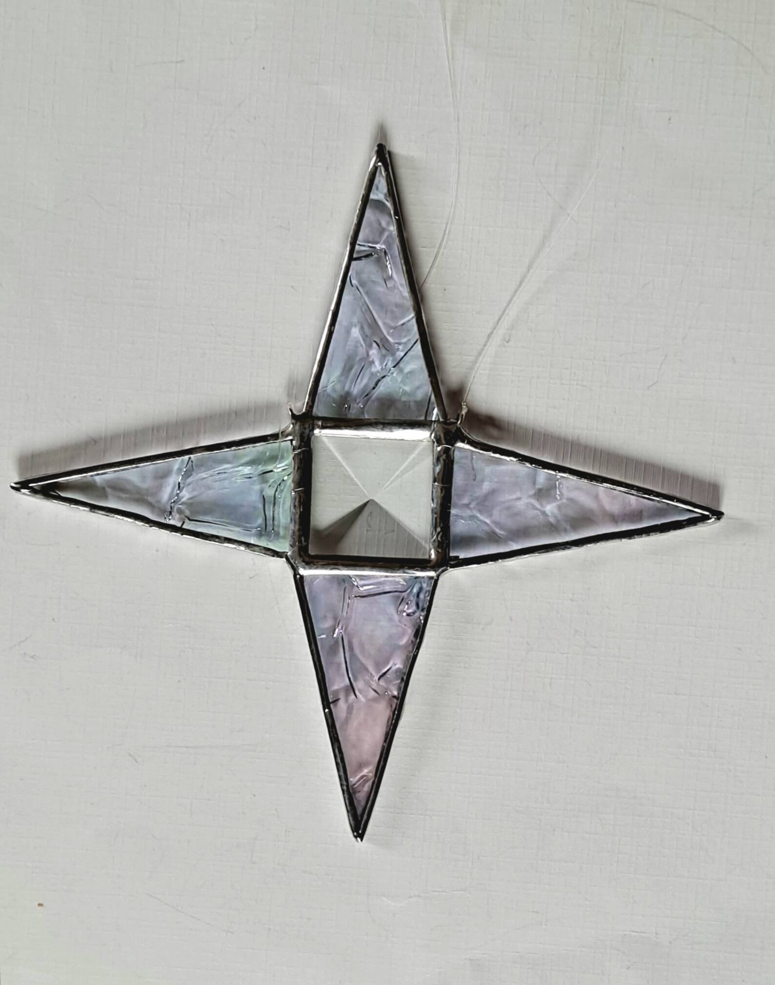 Iridescent Star Suncatcher, Handmade Stained Glass Window Star, Beach ...