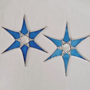 Blue Suncatcher, Stained Glass Star, Home & Living, Home Décor, Jeweled ...
