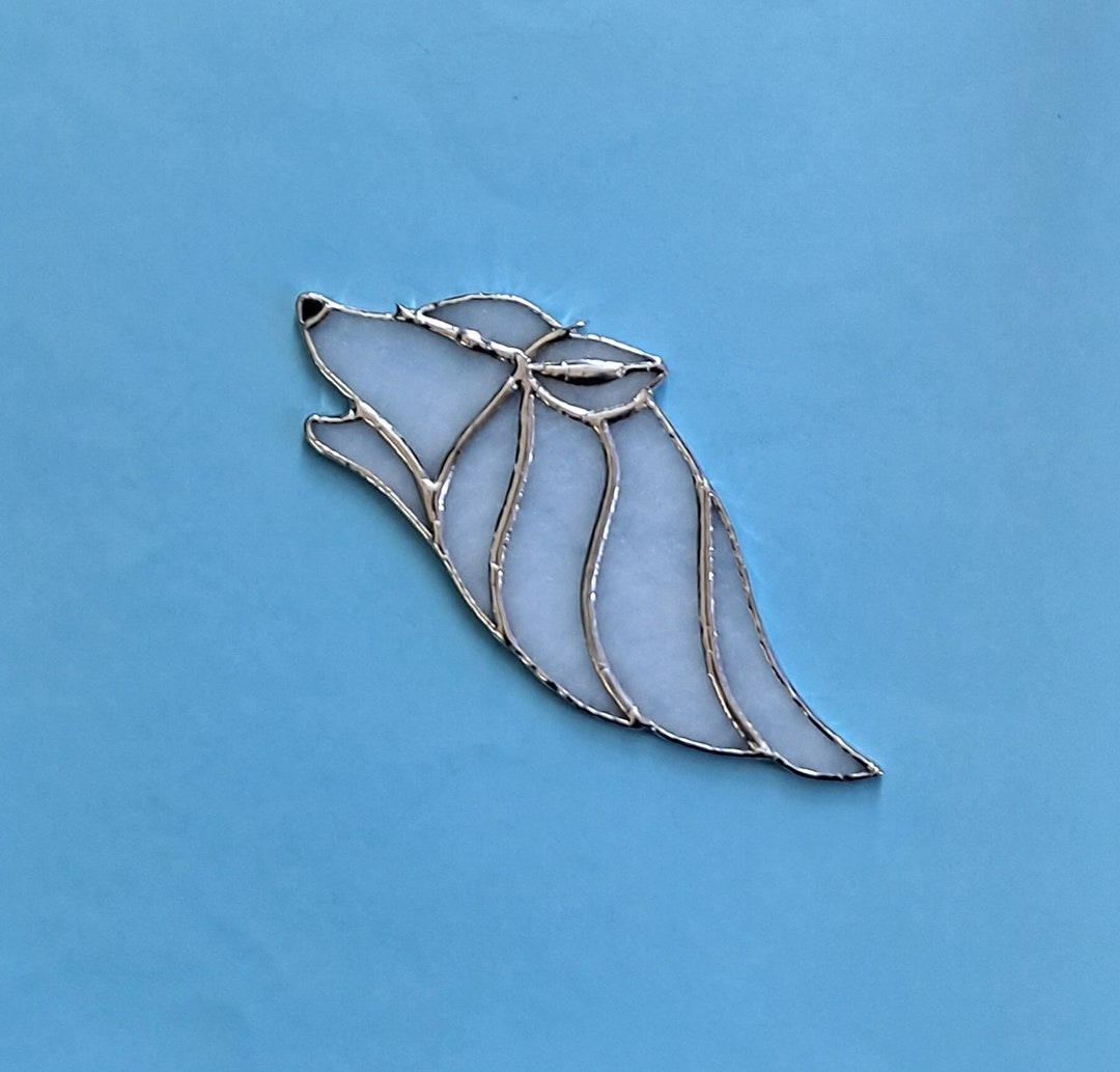 Spirit Wolf Suncatcher, Handmade Wolf, White Howling Wolf, Stained ...