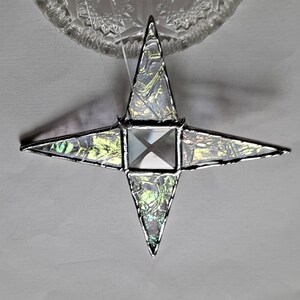 Iridescent Star Suncatcher, Handmade Stained Glass Window Star, Beach ...