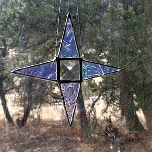 Iridescent Star Suncatcher, Handmade Stained Glass Window Star, Beach ...
