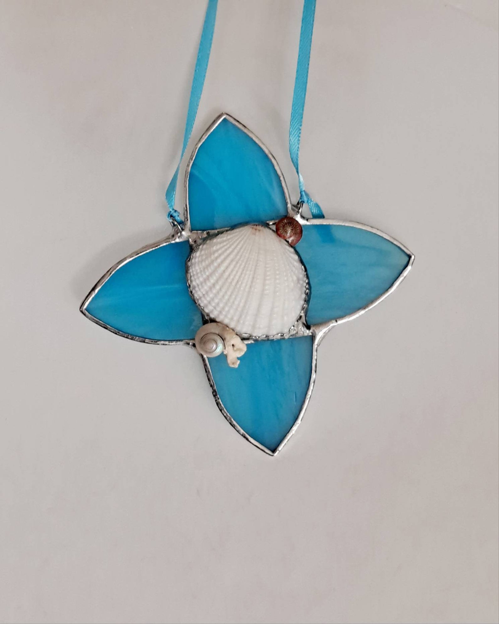 Seashell Suncatcher Beach Stained Glass/seashell Window - Etsy