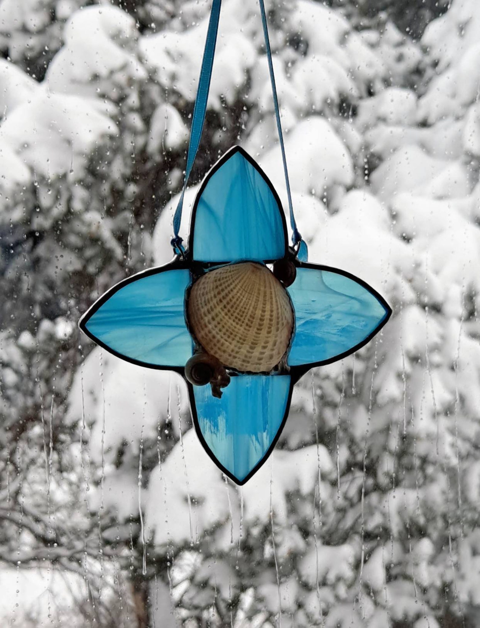 Seashell Suncatcher Beach Stained Glass/seashell Window - Etsy